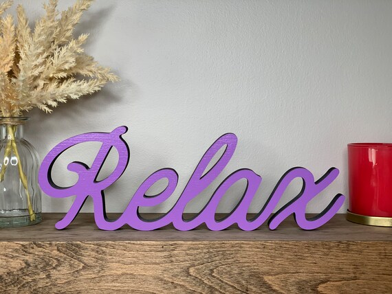 Relax Freestanding Wood Sign Shelf Decor Desk Decor Mantel - Etsy