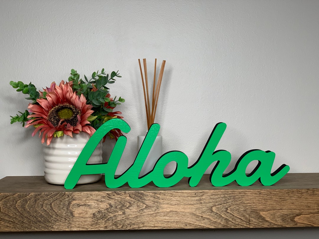Aloha Wood Freestanding Sign3d Sign Desk Decor Shelf Decor - Etsy