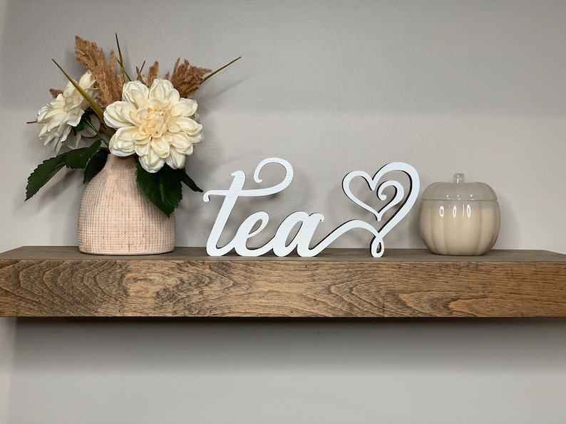 Tea Bar Decor: Freestanding Wooden Sign, Table Mantle Shelf - Etsy