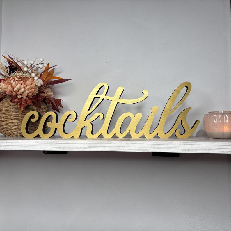 Cocktails Wood Sign: Freestanding Bar Decor - Etsy
