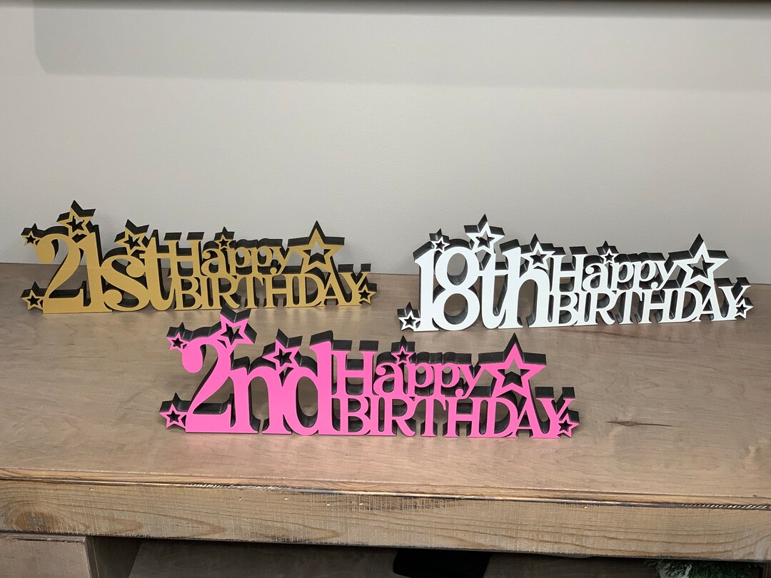 Happy Birthday Freestanding Wood Sign With Personalized Number Birthday ...