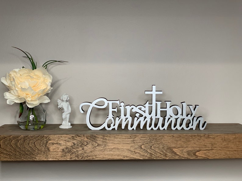 First Holy Communion Wood Sign: Freestanding Tabletop Decor - Etsy