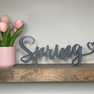 Spring Heart Freestanding Wood Sign, Shelf Desk Tabletop Entryway , 5 ...