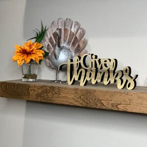 Give Thanks Freestanding Wood Sign Fall Autumn Shelf Mantel 3D Sign ...