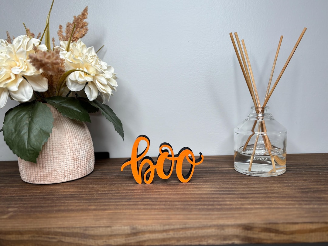 BOO Wooden Freestanding Sign, 3d Sign, Desk Decor Shelf Decor Mantel ...
