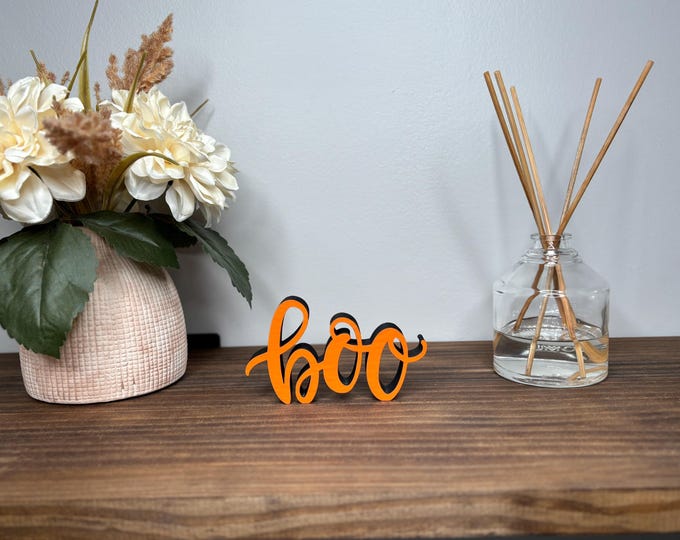 5" Boo & Eek 3D Circle Signs for Halloween Tiered Tray, Black and White ...