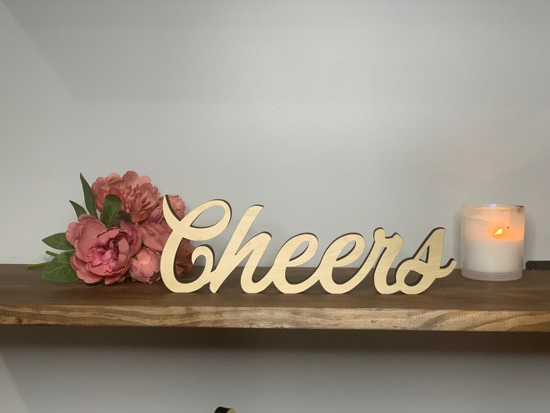 Cheers Wood Sign: Freestanding Bar Decor - Etsy