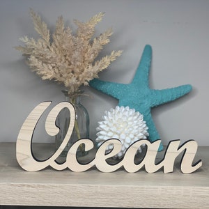 Ocean Freestanding Wood Sign, Shelf Decor , Desk Decor, Tabletop Decor ...