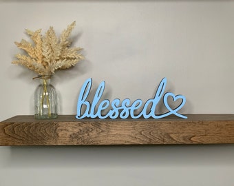 Wood Blessed Sign for Wall Decor Large Blessed Word Sign Thanksgiving ...