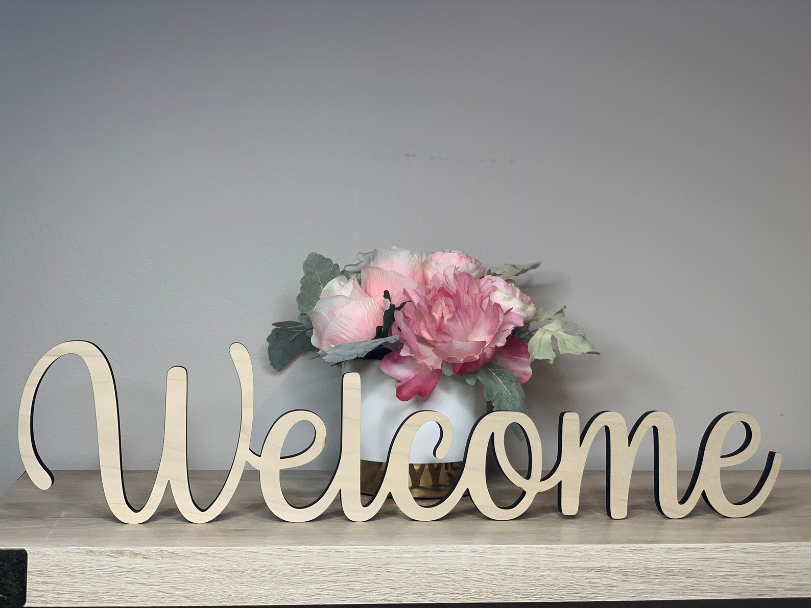 Welcome Freestanding Wood Sign, Desk Shelf, Floating Shelf, Entryway ...