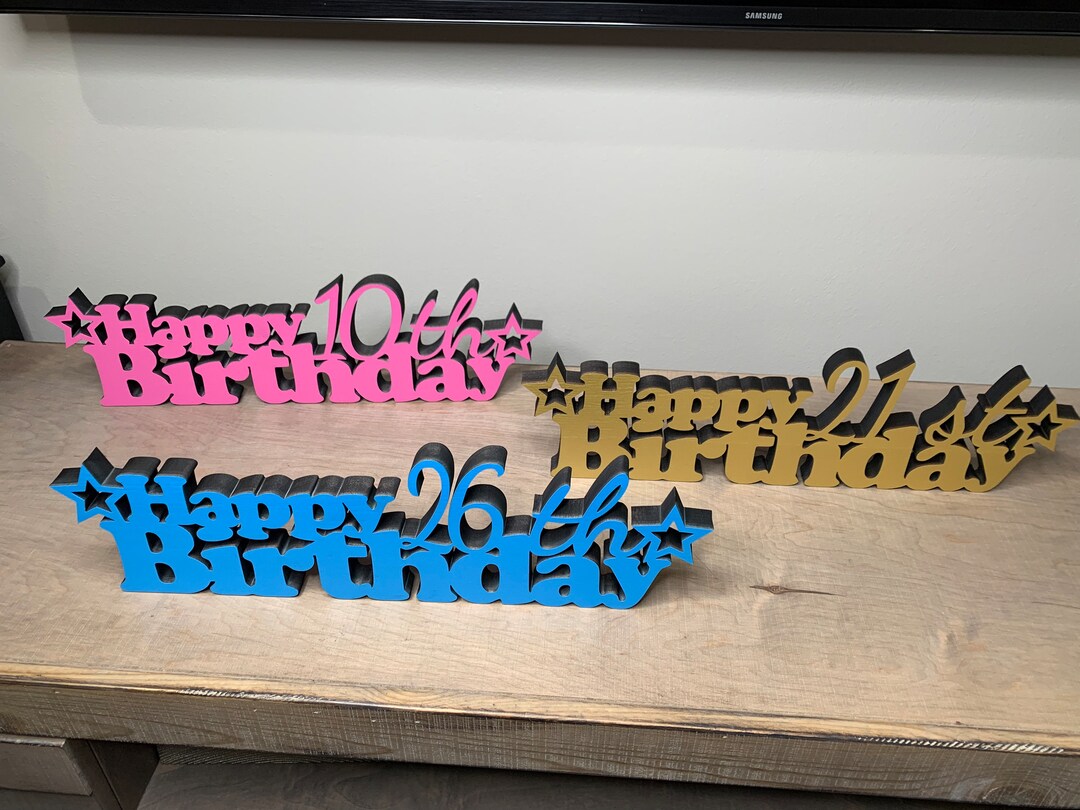 Happy Birthday Freestanding Wood Sign Personalized With Any Number ...
