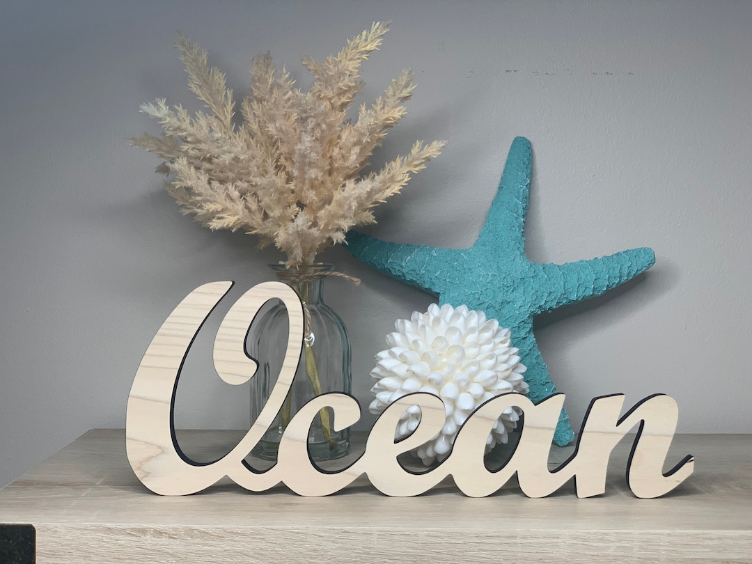 Ocean Freestanding Wood Sign, Shelf Decor , Desk Decor, Tabletop Decor ...