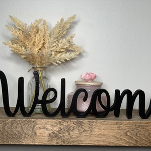 Welcome Freestanding Wood Sign, Desk Shelf, Floating Shelf, Entryway ...