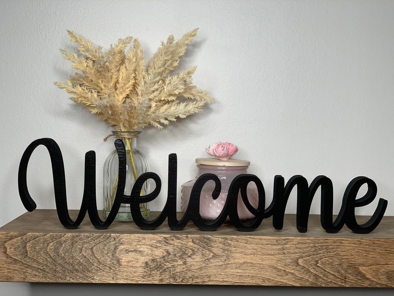 Welcome Freestanding Wood Sign Desk Decor Shelf Decor 3d - Etsy