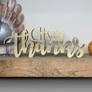 Give Thanks Freestanding Wood Sign Fall Autumn Shelf Mantel 3D Sign ...