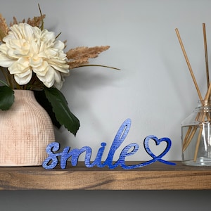 Smile With a Heart Freestanding Wood Sign, Shelf Sign, Desk Sign, 3d ...