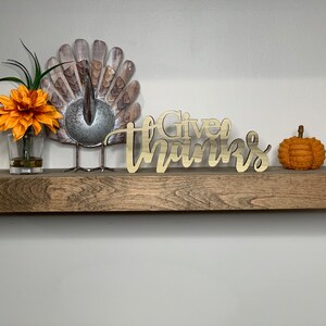 Give Thanks Freestanding Wood Sign Fall Autumn Shelf Mantel 3D Sign ...