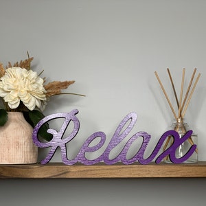 Relax Freestanding Wood Sign, Shelf Decor, Desk Decor, Mantel Decor ...