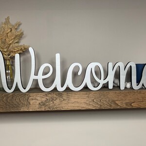 Welcome Freestanding Wood Sign, Desk Shelf, Floating Shelf, Entryway ...