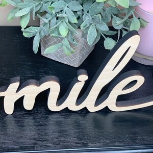 Smile With a Heart Freestanding Wood Sign, Shelf Sign, Desk Sign, 3d ...