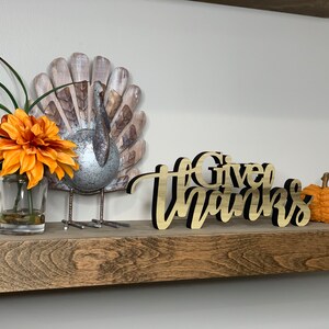Give Thanks Freestanding Wood Sign Fall Autumn Shelf Mantel 3D Sign ...
