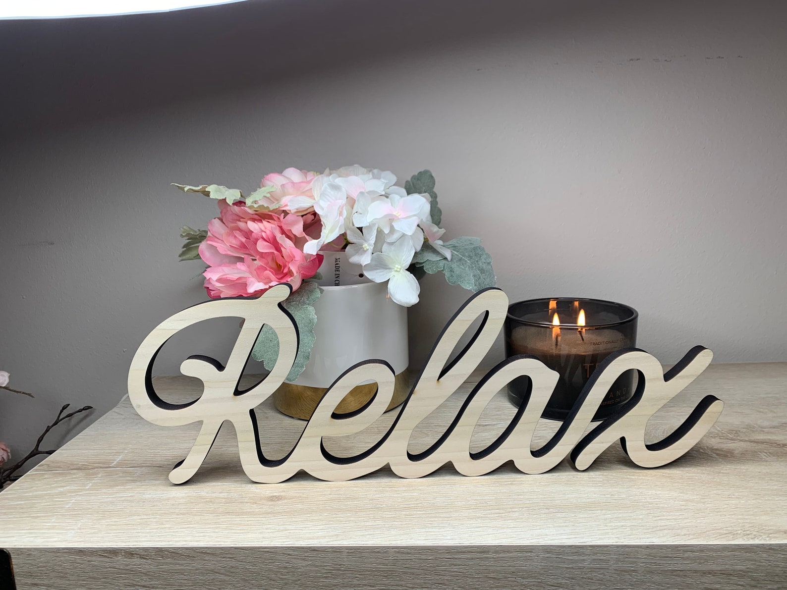 Relax Freestanding Wood Sign Shelf Decor Desk Decor Mantel - Etsy