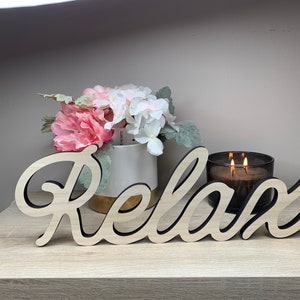 Relax Freestanding Wood Sign, Shelf Decor, Desk Decor, Mantel Decor ...