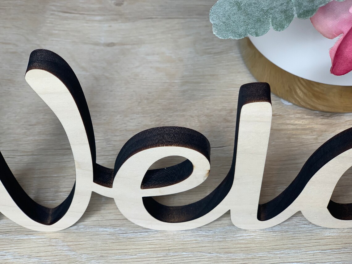 Welcome Freestanding Wood Sign Desk Decor Shelf Decor 3d | Etsy