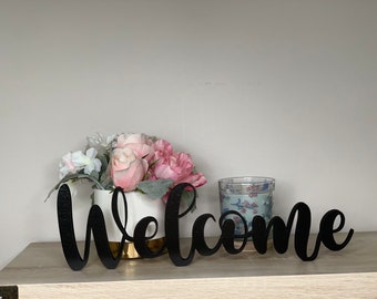Welcome Freestanding Wood Sign Desk Decor Shelf Decor 3d | Etsy