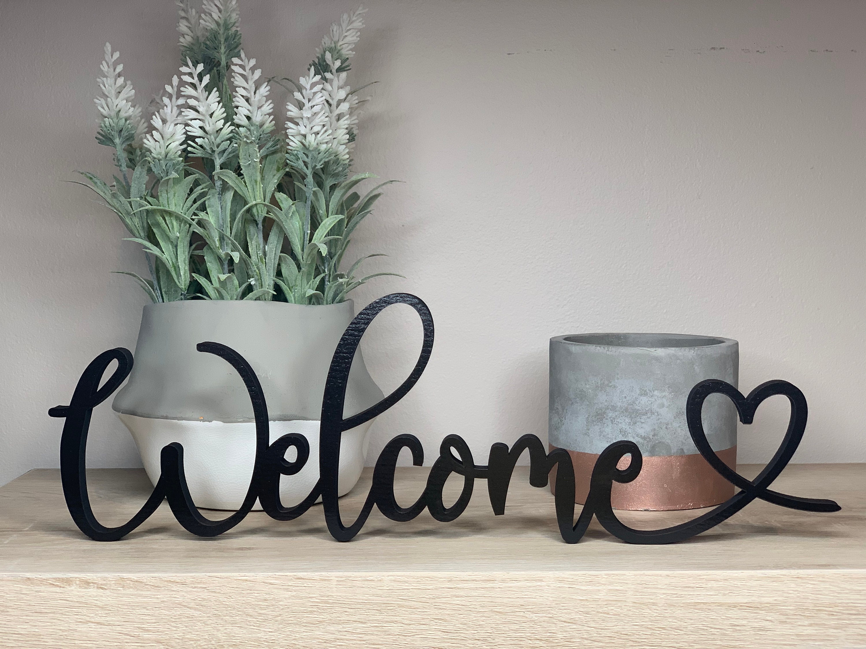 Welcome Freestanding Wood Sign 3d Sign Tabletop Decor Shelf - Etsy
