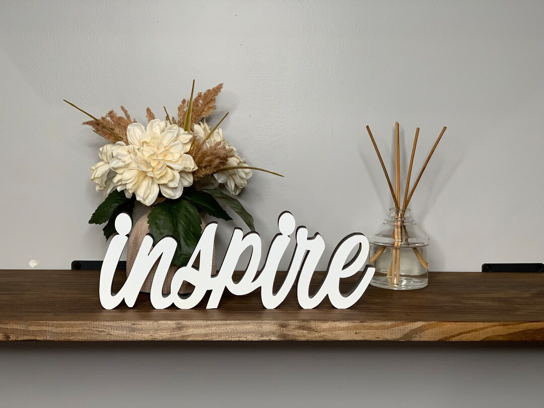 Inspire Wood Sign: 3D Freestanding Mantel Decor - Etsy