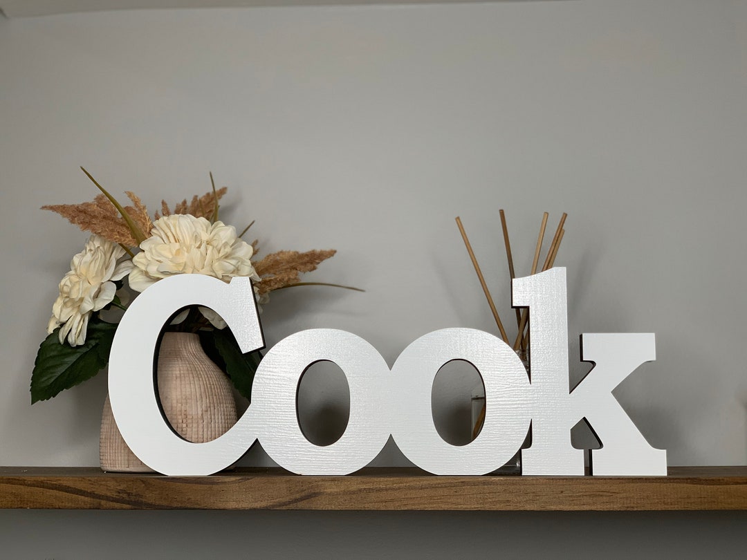 Cook Freestanding Wood Sign, Cook Sign, Kitchen Decor, Desk Decor ...