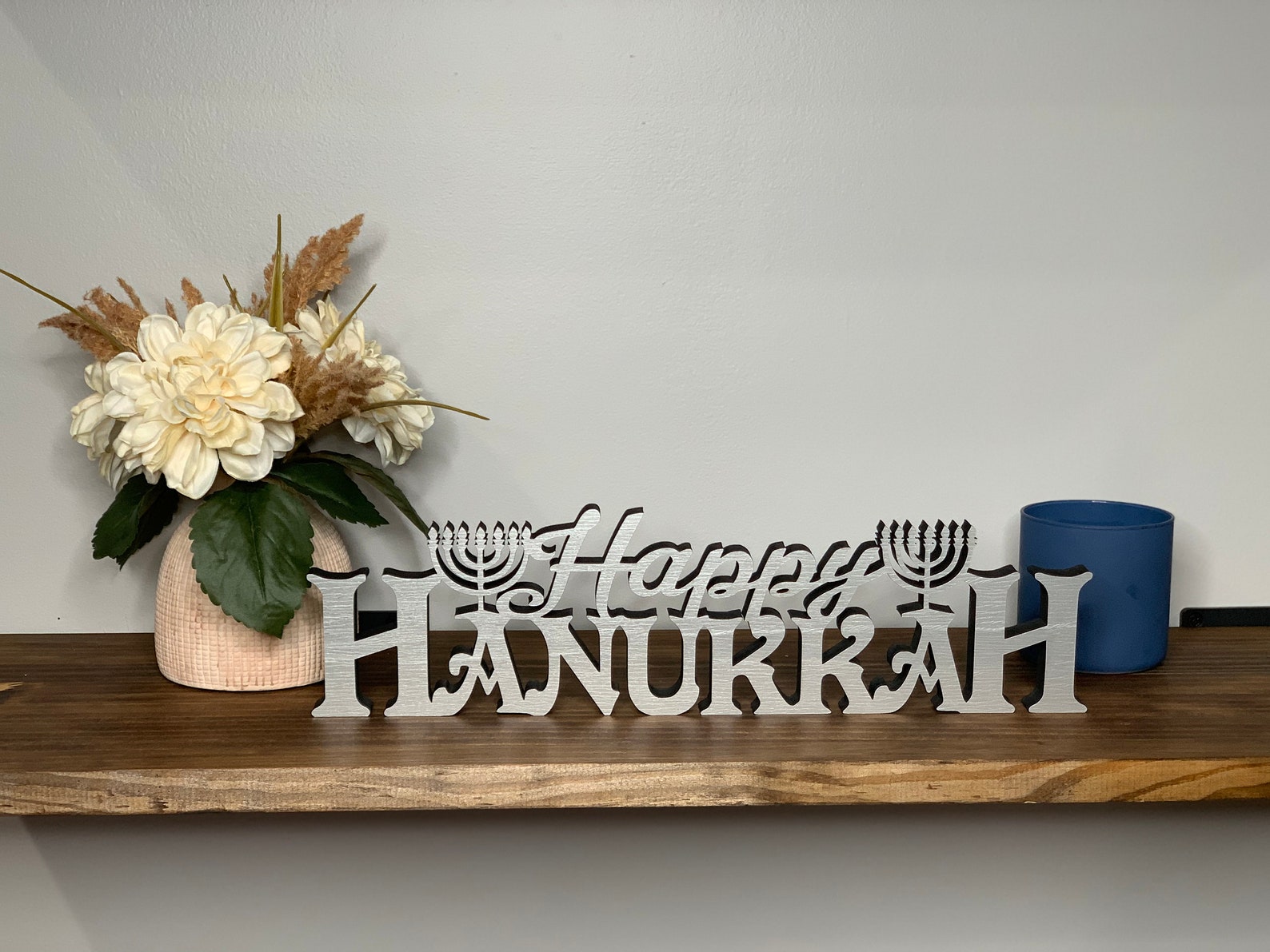Freestanding Happy Hanukkah Wood Sign: Holiday Mantel Decor - Etsy