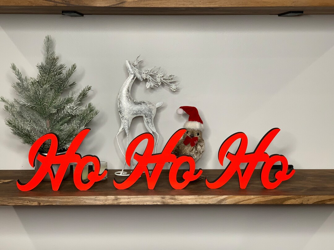 Ho Ho Ho Wood Freestanding Sign, Christmas Decor, 3D Signs, Mantle ...