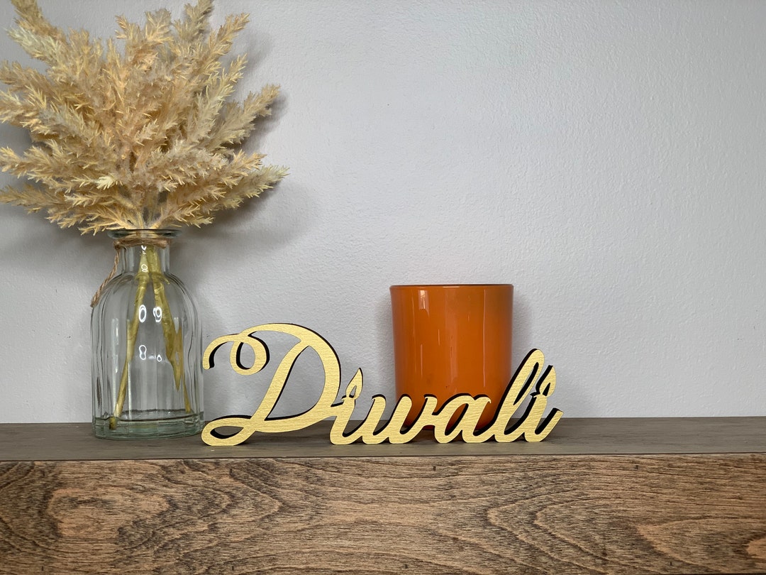 Diwali Freestanding Wood Sign Diwali Wood Decor Happy Diwali Sign Desk ...