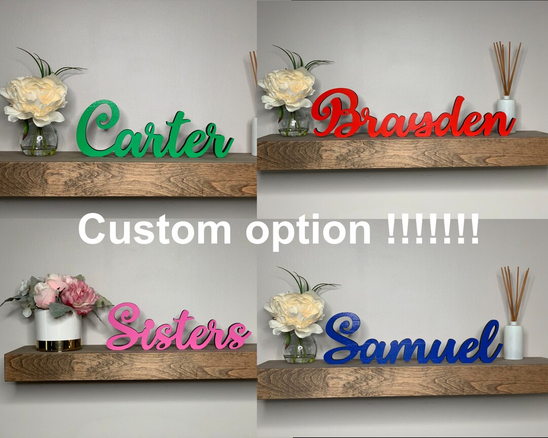 Custom Word Name Freestanding 14th Font Option Wood, Nursery, Desk ...