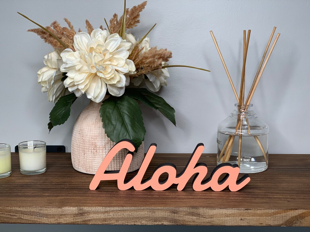 Aloha Wood Freestanding Sign,3d Sign, Desk Decor, Shelf Decor, Mantel ...