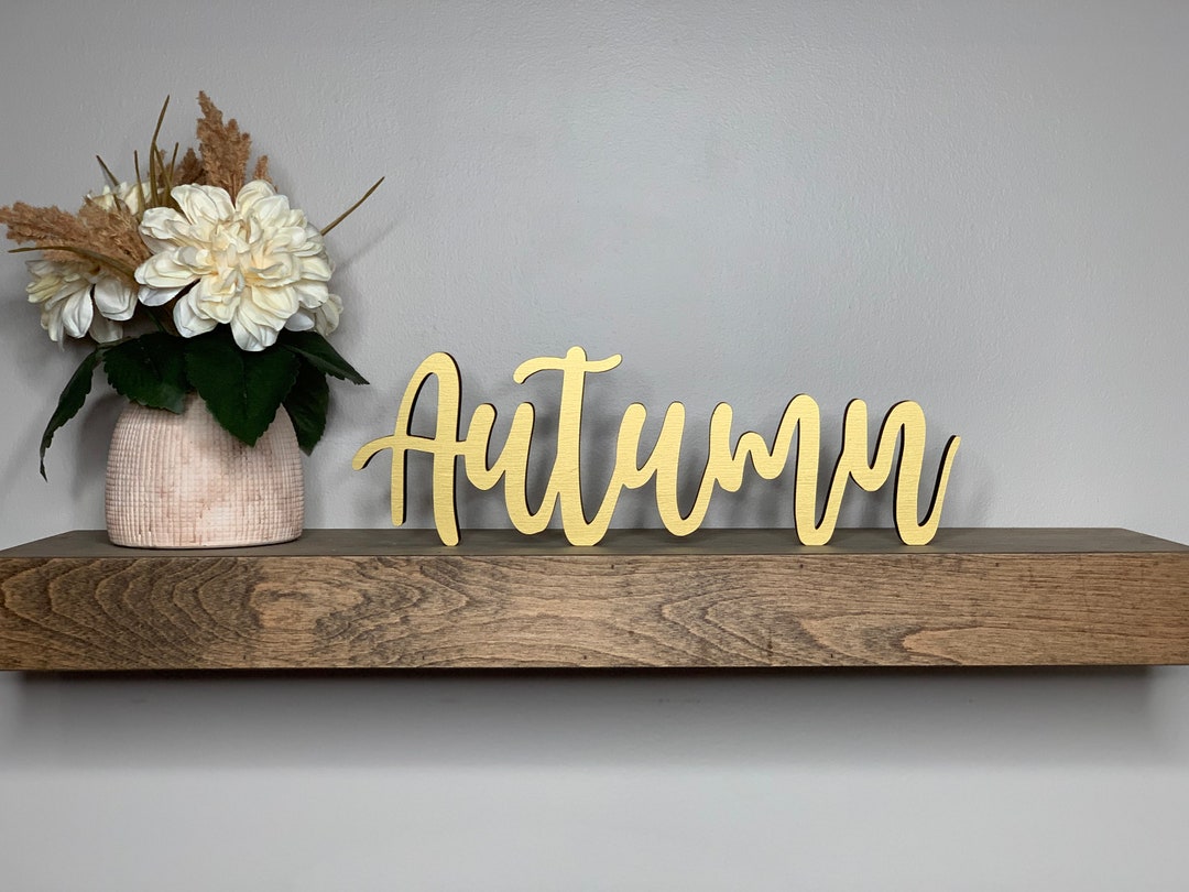 Autumn Wood Sign: Freestanding Fall Decor - Desk & Shelf Accent - Etsy
