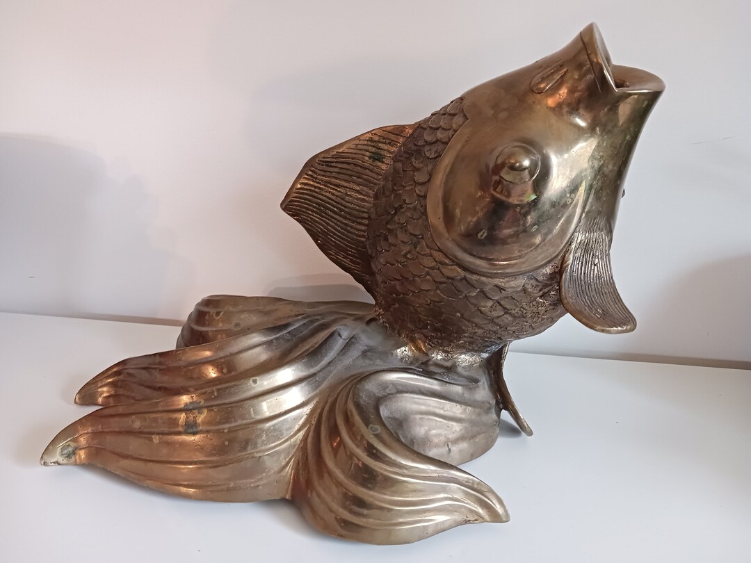 Extra Large Brass Fish Goldfish, Vintage Asian Brass - Etsy