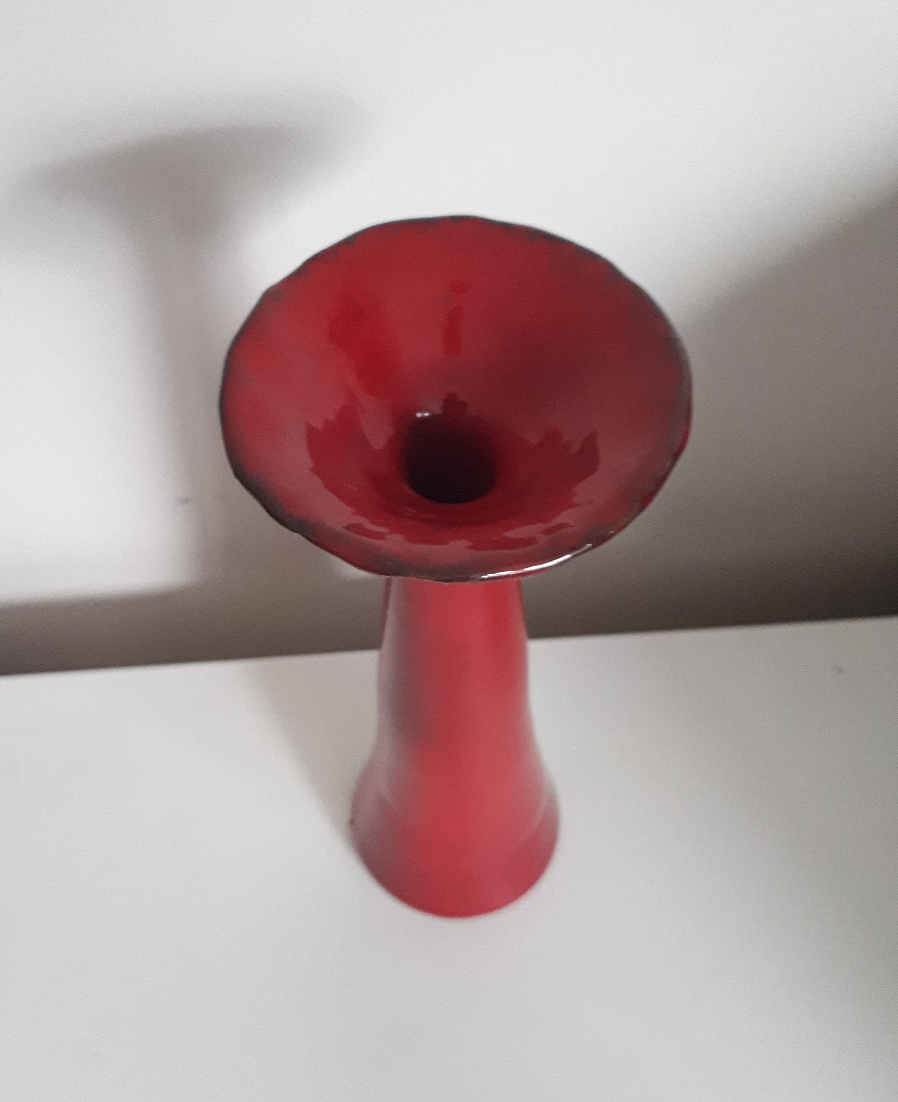 Unikat Red Pottery Drip Vase Vintage From Poland - Etsy