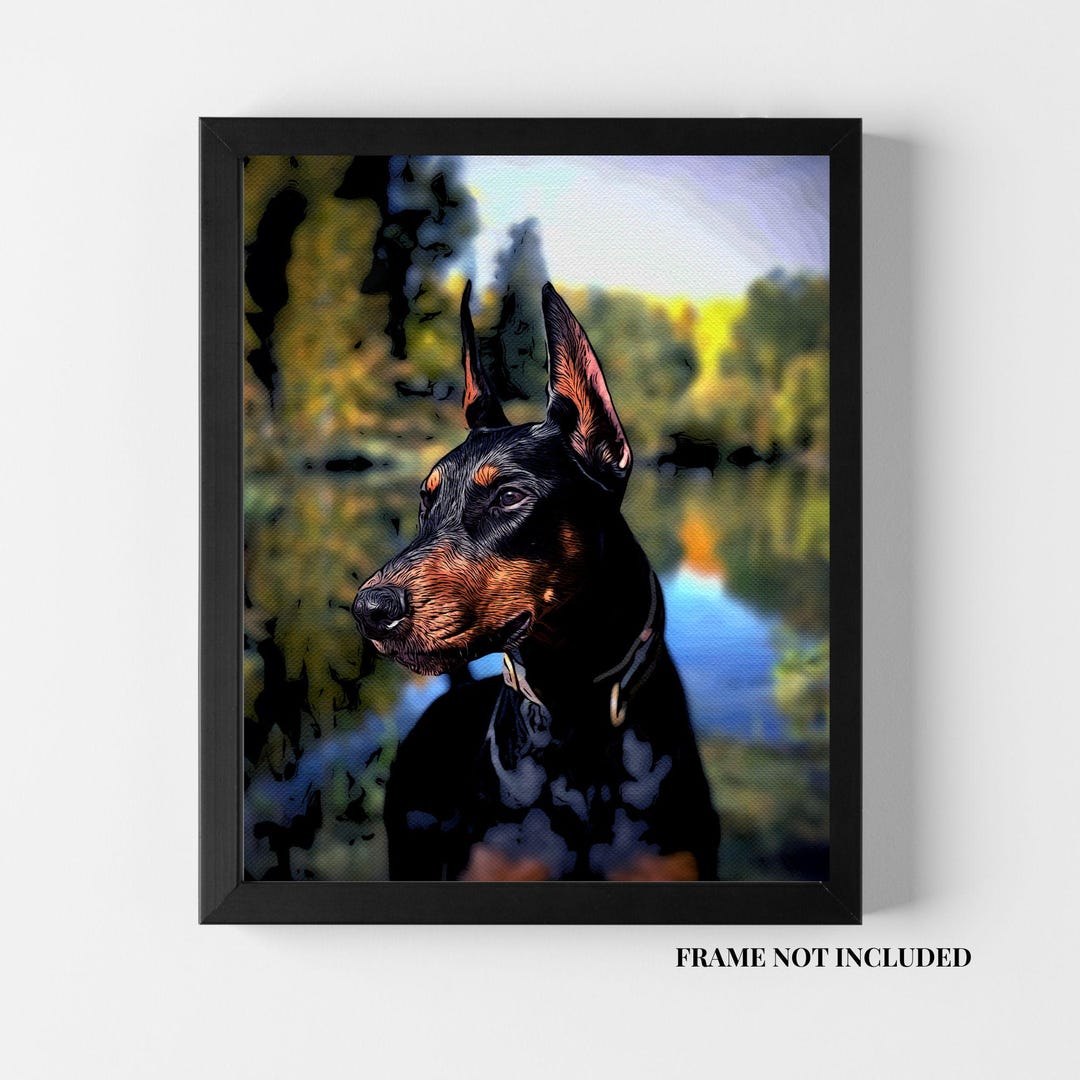 Doberman Printable Wall Art Elegant Dog Portrait Digital Download for ...
