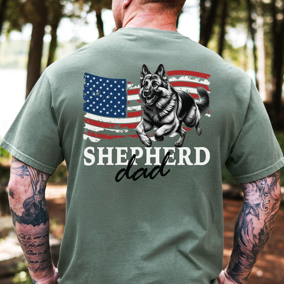 German Shepherd Shirt Dad Gift Patriotic K9 4th of July USA American ...