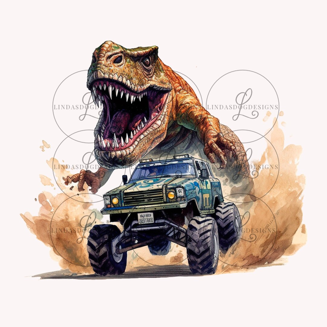 Monster Truck Extreme Vehicle Png for Boys and T-rex Dinosaur Lovers ...