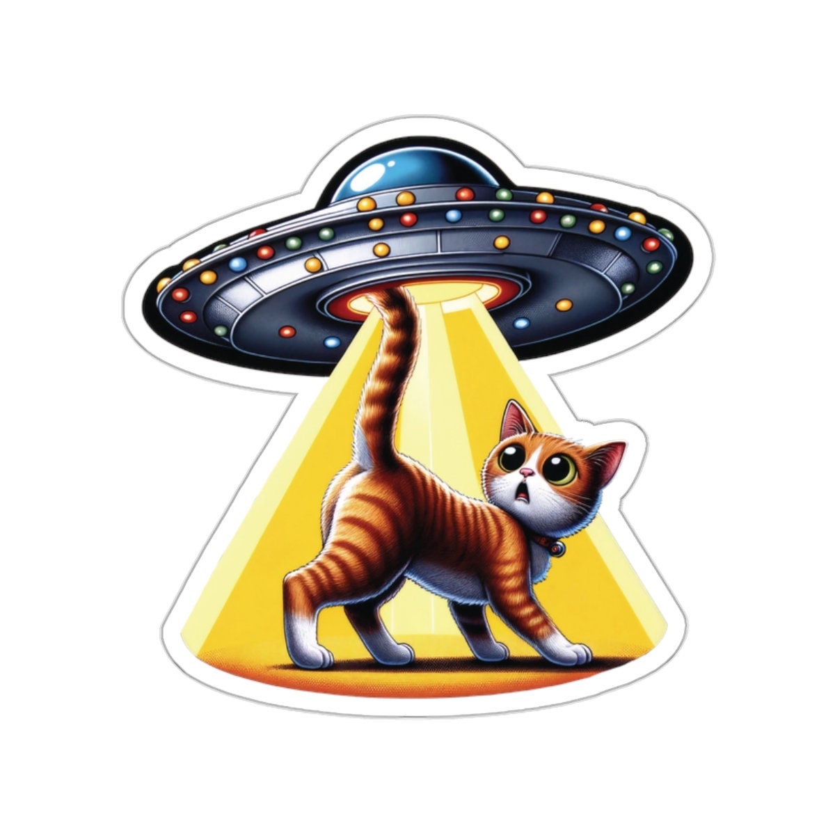 Cute Alien Cat Sticker, Alien UFO Sticker, Alien Abduction Cat Space ...