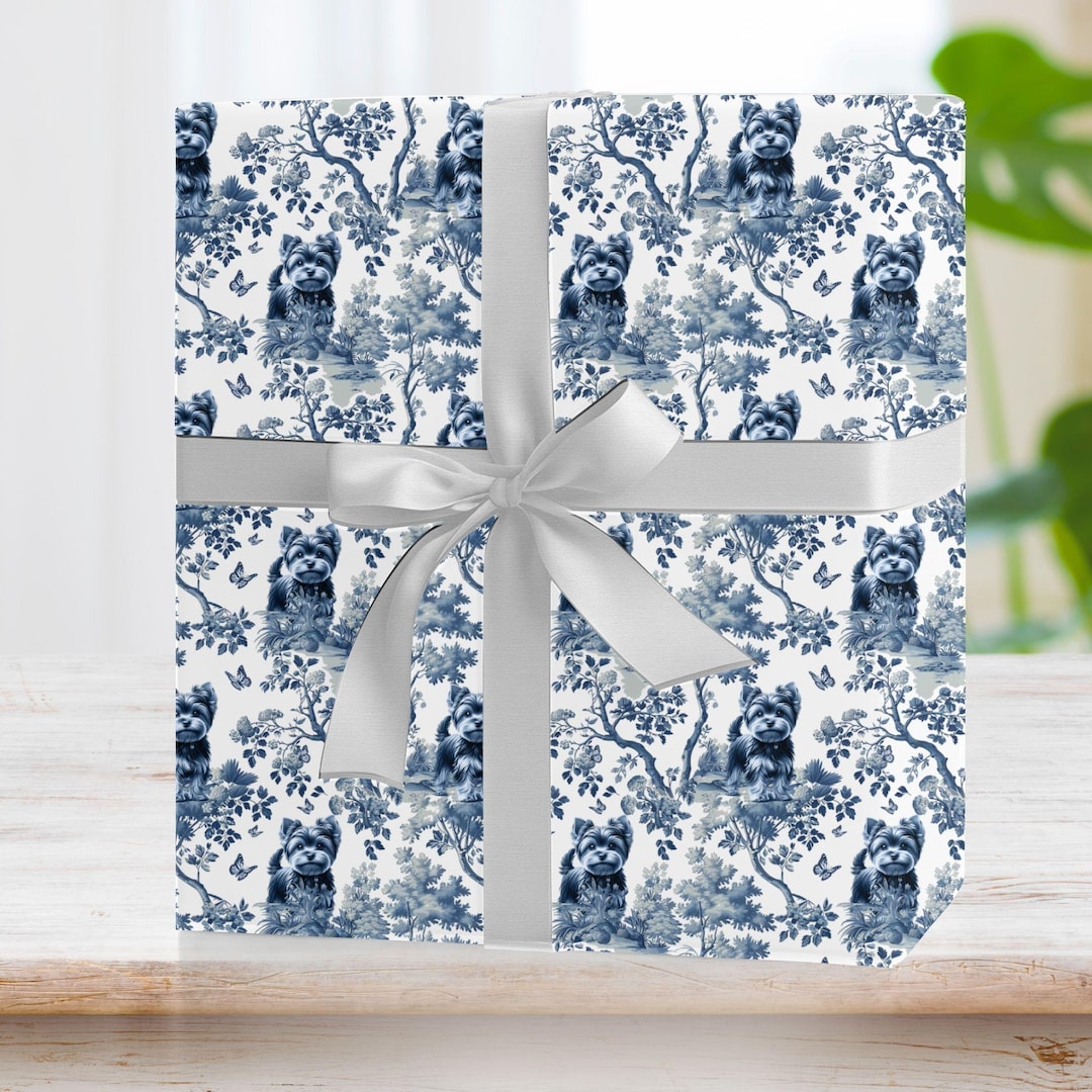 Yorkshire Terrier Wrapping Paper Roll Yorkie Holiday Gift Wrap, French ...