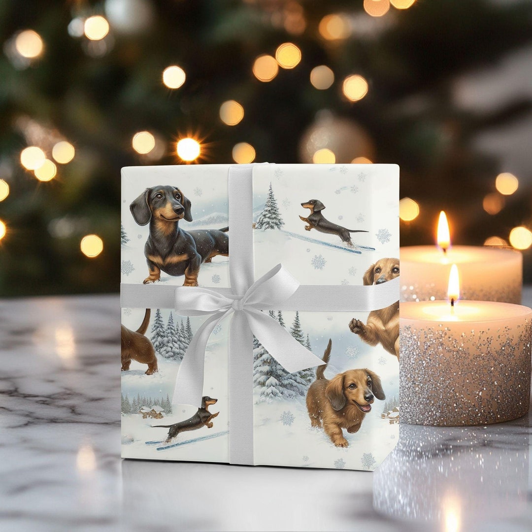 Dachshund Christmas Wrapping Paper Cute Wiener Dog Gift Wrap Sausage ...