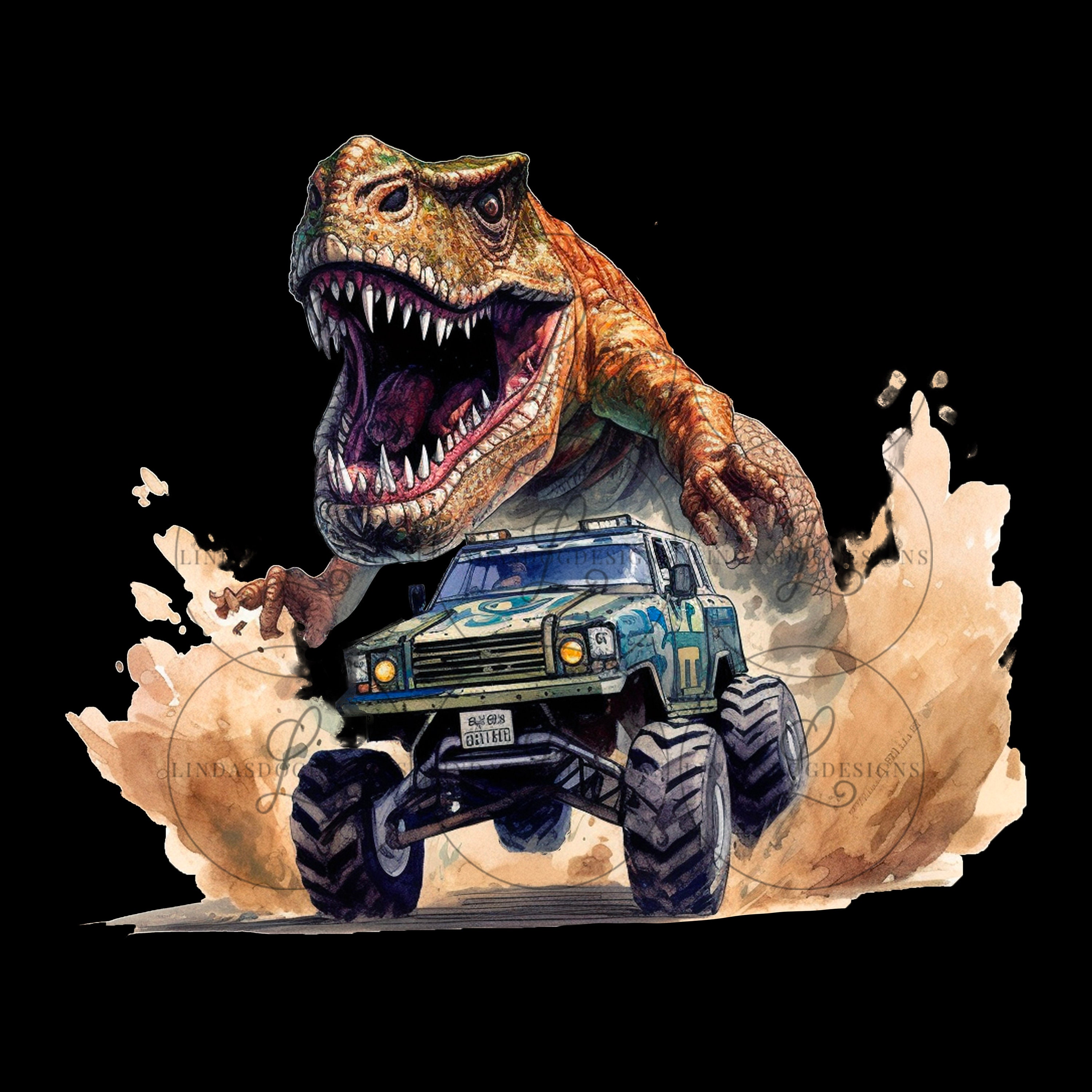 Monster Truck Extreme Vehicle Png for Boys and T-rex Dinosaur Lovers ...