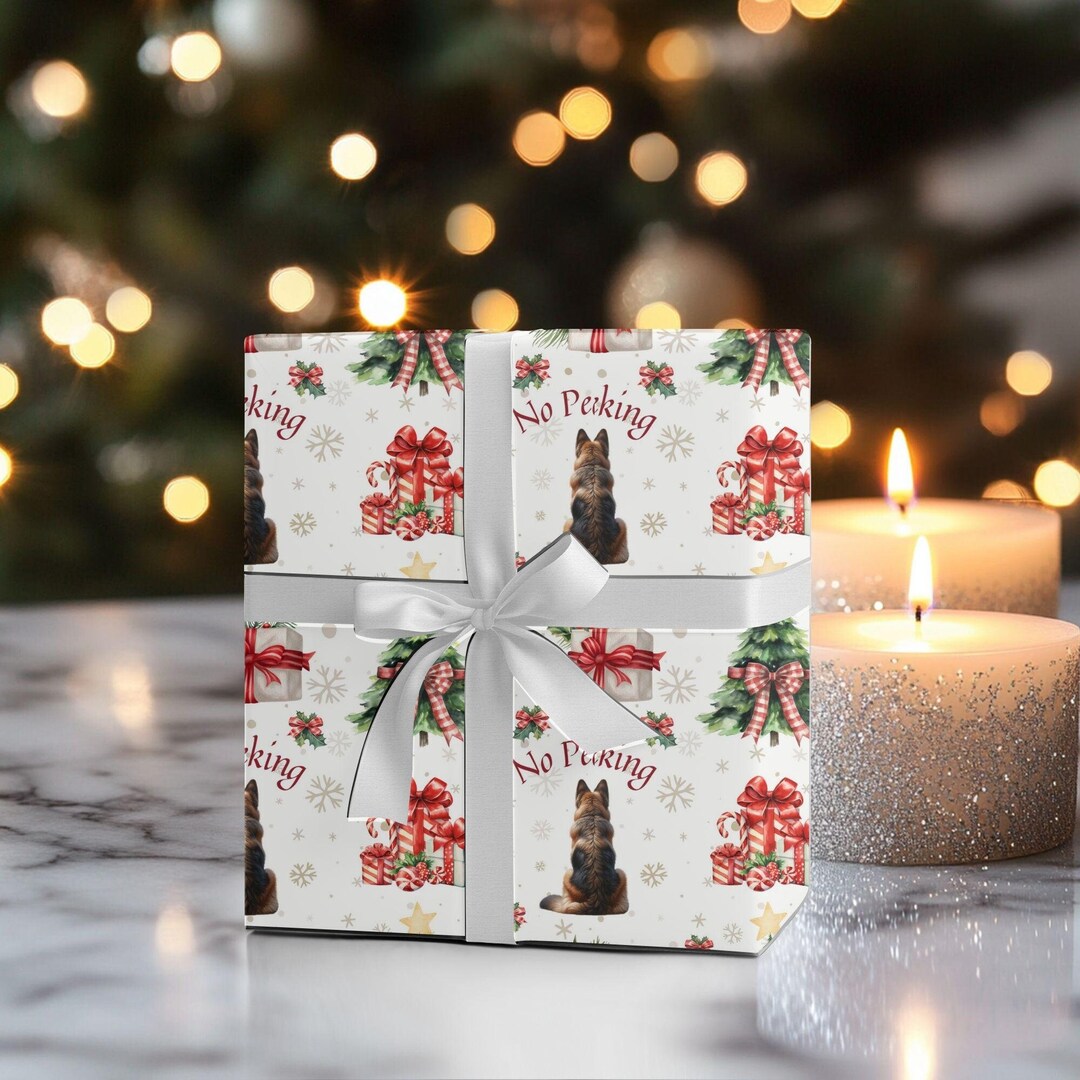 Christmas Dog Gift Wrap Roll German Shepherd Gift Wrapping Paper ...