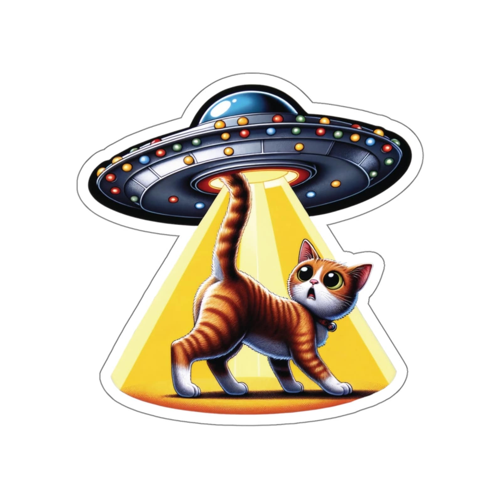 Cute Alien Cat Sticker, Alien UFO Sticker, Alien Abduction Cat Space ...