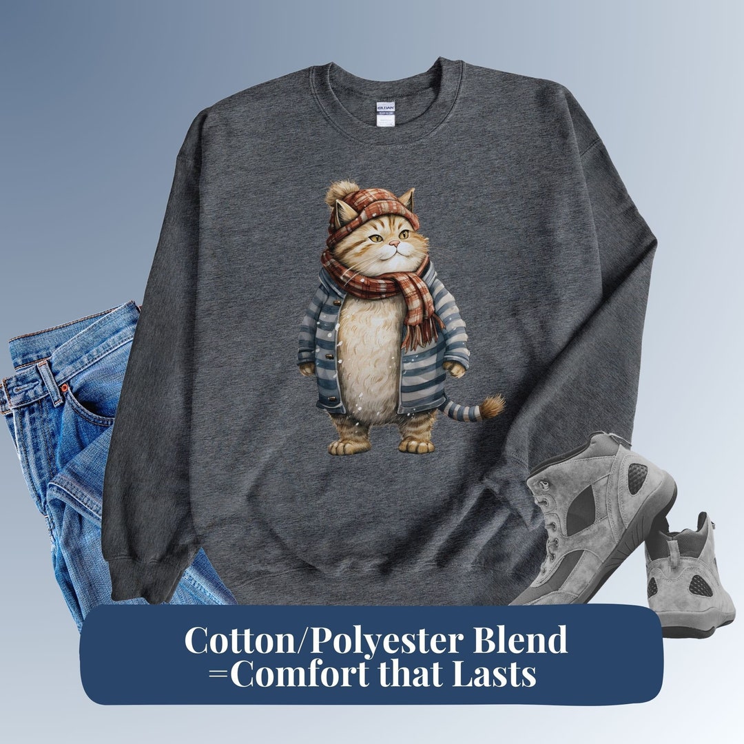 Unisex Fat Cat in Sweater Sweatshirt Grumpy Cat Gift Cat Mom and Dad ...